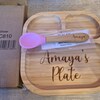 Personalised Bamboo Childrens Dining Set Spoon & Bowl Custom Engraved ...