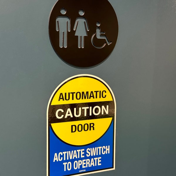 Gold Bathroom Sign. All Gender Restroom Door Sign. Unisex Toilet ...