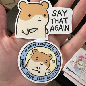 Hamster With Knife Sticker Funny Meme Sticker Cute Laptop Sticker Gifts ...