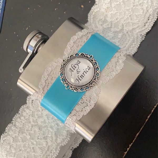 Round Flask Garter, Garter Flask, Ivory Lace Garter, Round Flask Garter ...