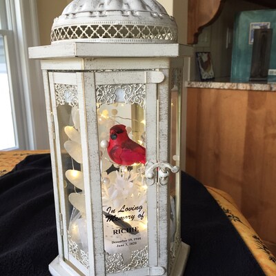 Cardinal Memorial Lantern, in Memory Of, Sympathy Gift, Loss of Loved ...
