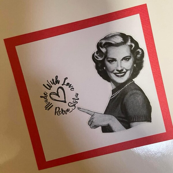 6 X Woman Pointing Stickers. Cute Stickers. Retro. Snail Mail Scrapbook ...