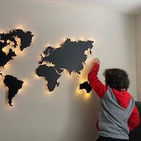 LED WORLD MAP / Wood World Map / Modern Home Decor / Led Wall Art / Led ...