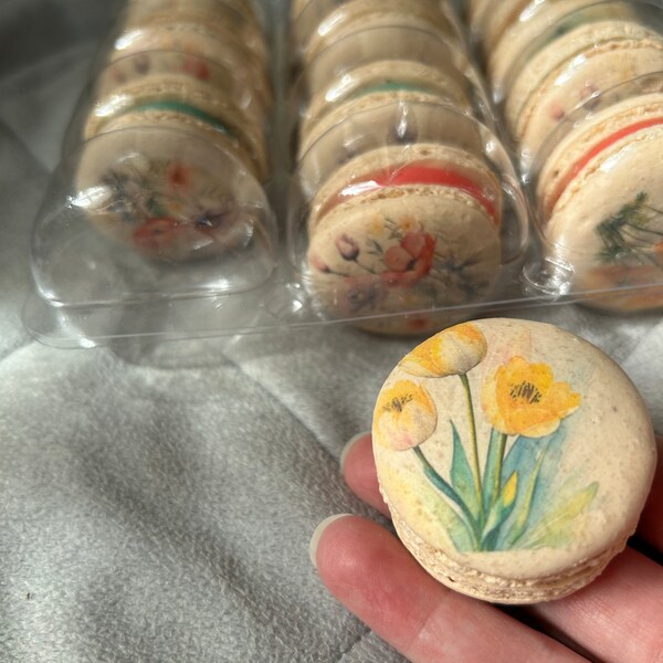 French Macarons Spring Flowers - Choose Your Flavors - Spring, Lavender ...
