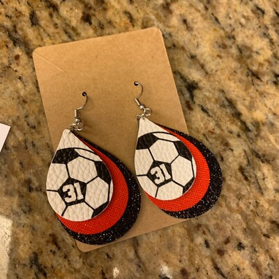 Soccer Earrings Soccer Ball Earrings Faux Leather Custom - Etsy
