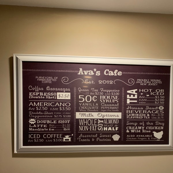 Small Menu COFFEE SHOP Sign | Custom Design Menu | Espresso Bar Menu ...