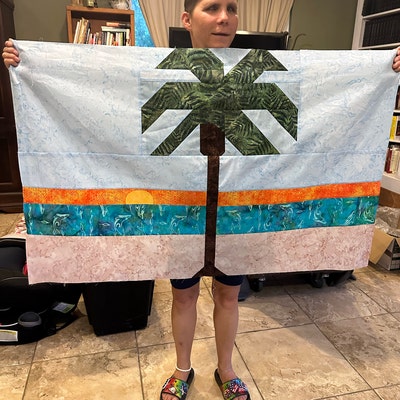 Palm Tree Ocean Quilt Block Pdf Pattern - Etsy