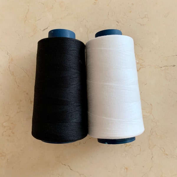 2600 Yards Spools Cone Shaped of White or Black Polyester High Tenacity ...