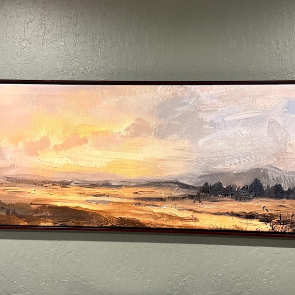 Vintage Spring Meadow Forest Landscape Wall Art, Long Horizontal ...