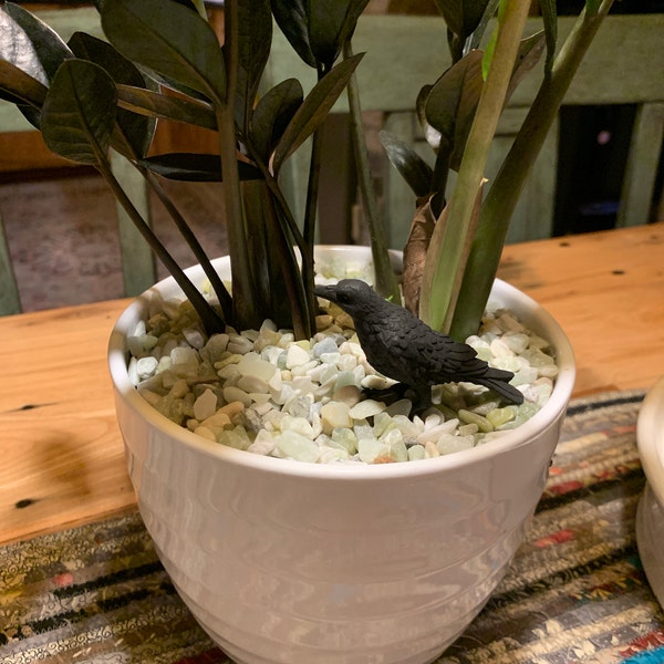 Large MINIATURE RAVEN Bird Crow Animals Figure Figurine Dollhouse Fairy ...