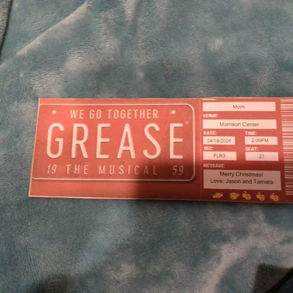 Editable Grease Broadway Surprise Ticket: Printable Musical Theatre ...