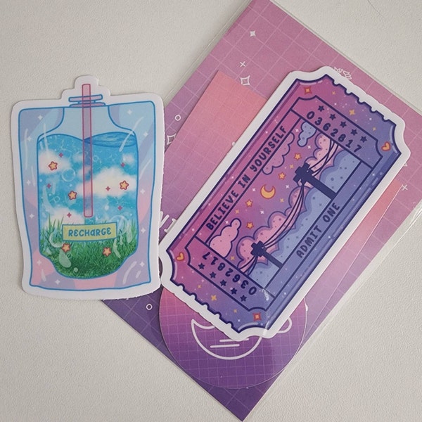 Ticket Cute Aesthetic Vinyl Sticker | Valentines Day Stickers, Kawaii ...