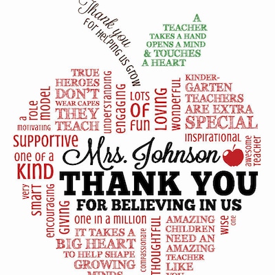 Special Needs Teacher Appreciation Gift. Personalized Teacher Thank You ...