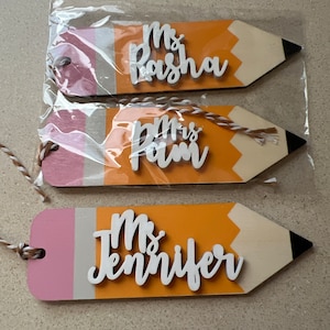 Teacher Appreciation / Teacher Gift Tags / Wooden Apple Pencil Name ...