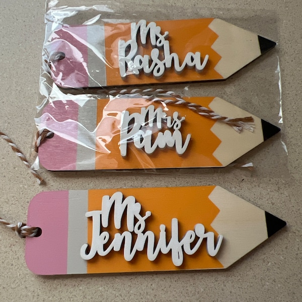 Teacher Appreciation / Teacher Gift Tags / Wooden Apple Pencil Name ...