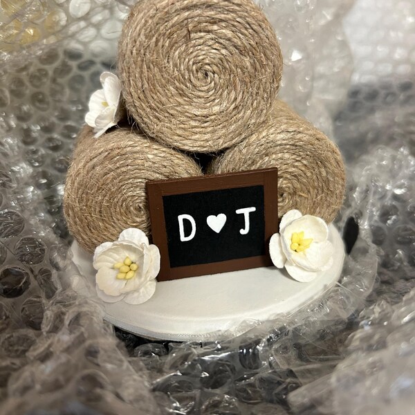 Sunflower Hay Bale Cake Topper Country Wedding Cake Topper Farm Wedding ...