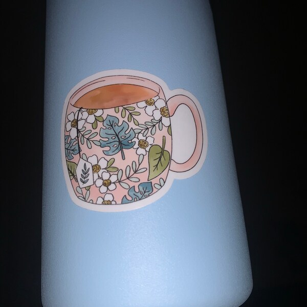 Pink Tea Mug Sticker, 2.5x2.25in. - Etsy
