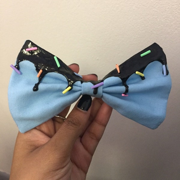 Pastel Goth Black Icing Bow With Rainbow Sprinkles - Etsy