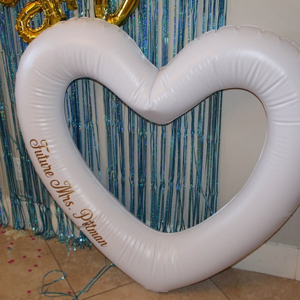 Custom Pool Float Bachelorette Pool Float Personalized White Heart Pool ...