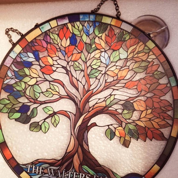 Personalized Tree of Life Glass Suncatcher: Family Window Hanging - Etsy