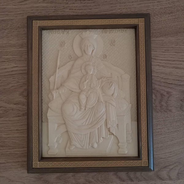 Hand-carved Wooden Icon. the Crucifixion of Jesus Christ. A Religious ...