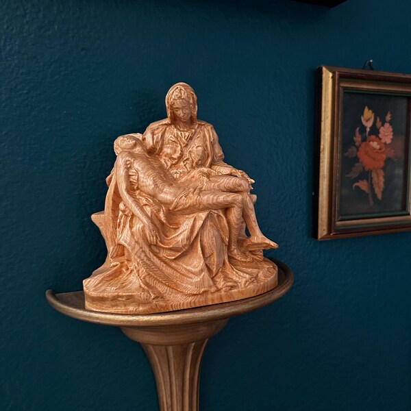La Pieta by Michelangelo Wooden Statue Catholic Carving Virgin Mary ...