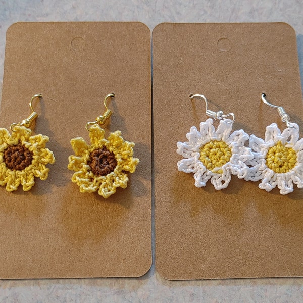 Crochet Sunflower Minimalist Earrings Pattern, Pattern for Beginner ...