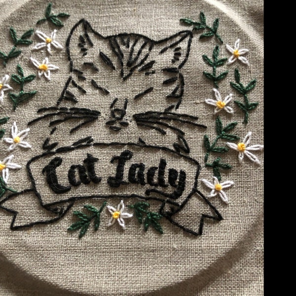 Modern Embroidery Kit: Cat Lady - Etsy