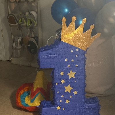 Royal Blue & Gold Crown Number One Pinata Prince Pinata King - Etsy