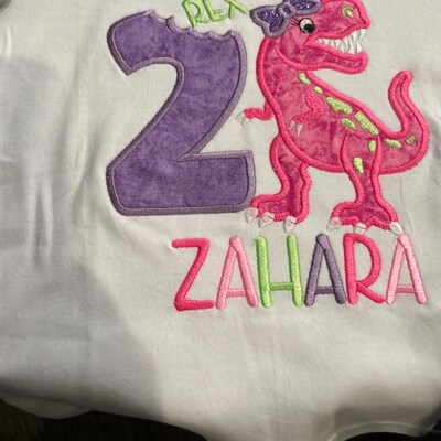 T-rex Girly Dino Girly Dinosaur Birthday Shirt Tutu Outfit Ribbon Trim ...