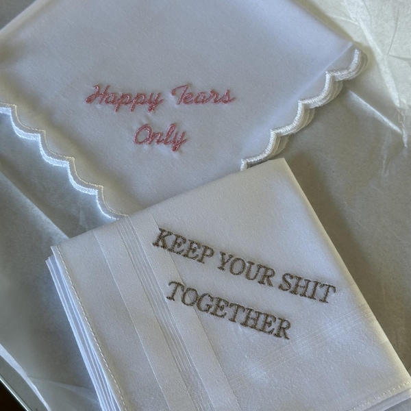 Personalised Wedding Handkerchief, Scalloped Edge Embroidered ...
