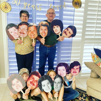 Custom Face Fans With Wooden Handle, Wedding Heads, Bachelorette Groom ...