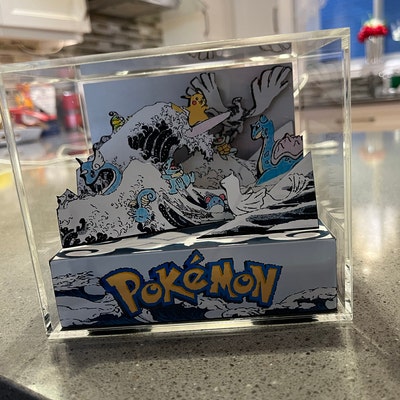 Pokemon: Great Wave Cube Diorama 3D Videogame Gift for Gamer Shadow Box ...