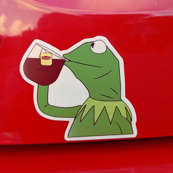 Kermit Sipping "tea" Sticker - Decal for Laptop, Water Bottle ...