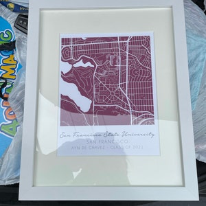 Personalized University Map, Custom Map, College Campus, Dorm Decor ...