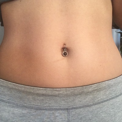 Small Dainty Dangle Stone Belly Ring Gold Fill, Rose, Silver, 316L, Ti ...