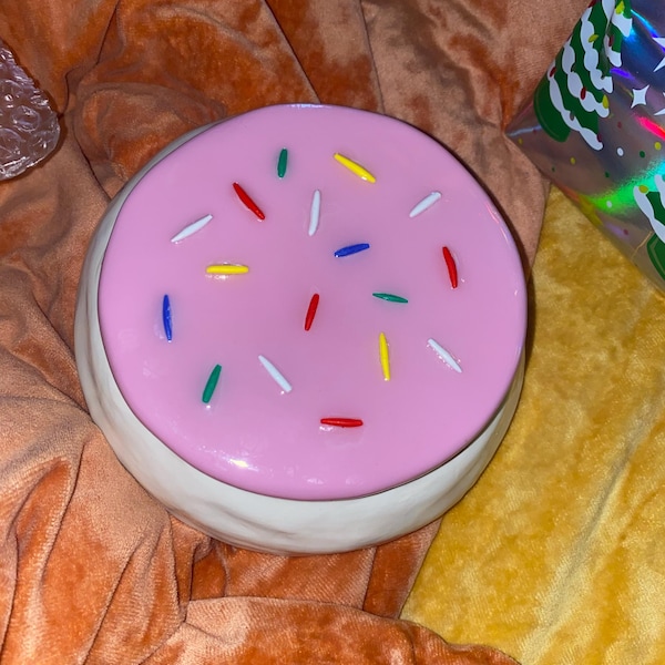 XL Trinket Box Sugar Cookie With Rainbow Sprinkles. Cute Clay Sugar ...