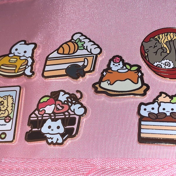 Neko Cafe Sweets Series 2 Enamel Pins Set | Cat Enamel Pin | Cat Lapel ...