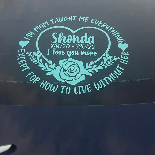 Mom Mother Memorial Vinyl Decal, Custom Tribute Remembrance Sticker ...
