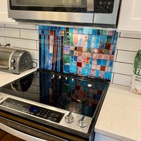 Tempered Glass Stove Backsplash, Kitchen Backsplash Tile, Chopping ...