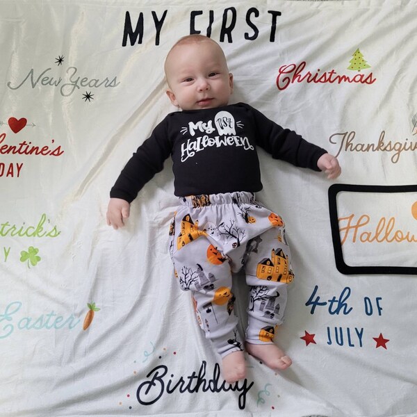Baby Boy First Halloween Outfit Personalized, My 1st Halloween, Name, Halloween Leggings and ...