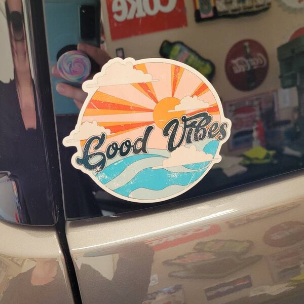 Good Vibes Sticker Beach Ocean Sun Sunshine Waves Cup Laptop Car ...