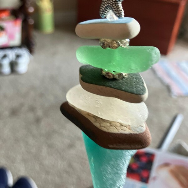 Personalized Genuine Sea Glass Christmas Tree Ornament/2024 Ornament ...