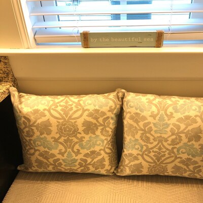 French General Aviary Toile Bird Blue Indigo Ivory Throw Pillow Cover ...