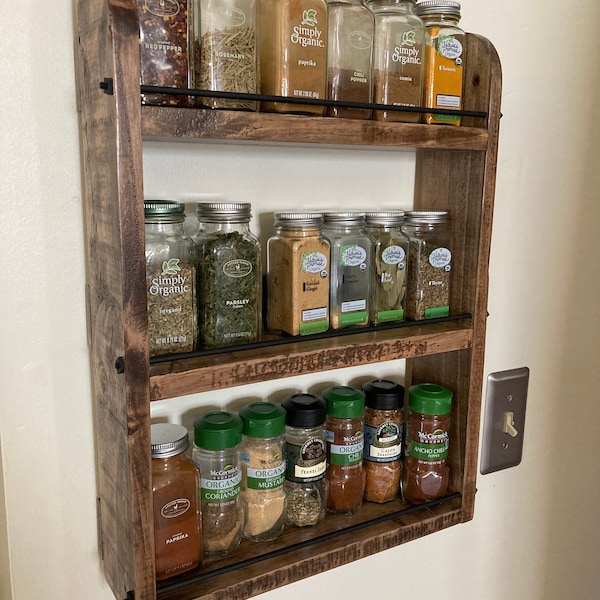 Rustic Reclaimed Wood Spice Wall Rack, Essential Oil Storage - Etsy