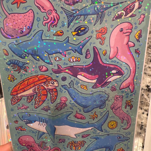 Pool Party, Animals, Sticker Sheet, Vinyl Decal, Floaties, Summer, Cute ...