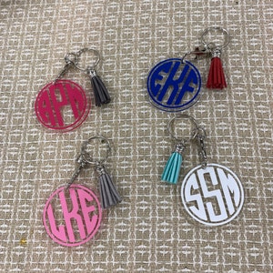 Monogrammed Keychain With Tassel, Tassel Monogram Keychain ...