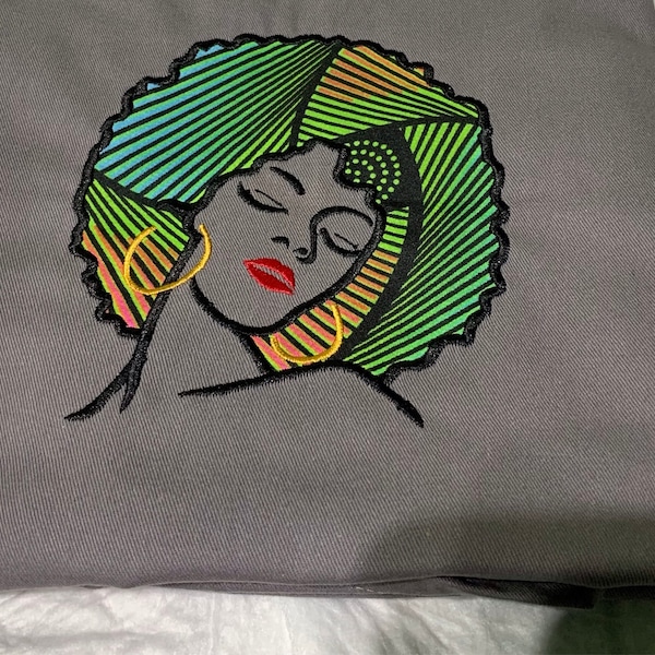 Woman With Afro Hair Applique Embroidery Designs 3 Sizes INSTANT ...
