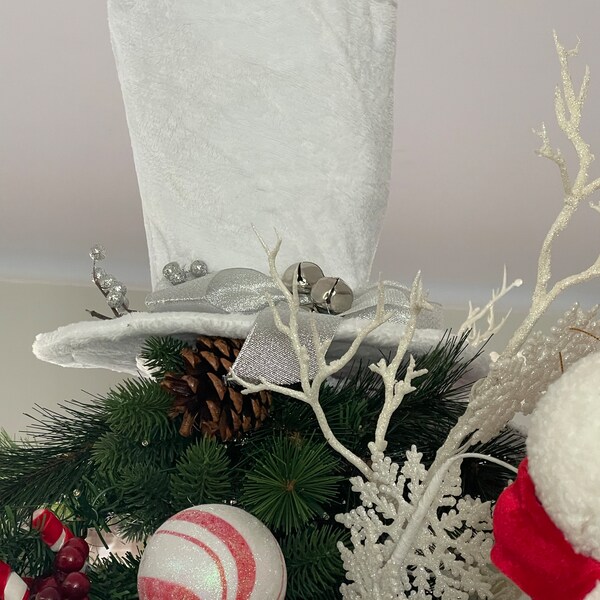 White Fur Top Hat Tree Topper Christmas Tree Topper - Etsy
