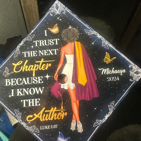 Personalized Religious Graduation Cap Topper With Verses, Black Queen ...